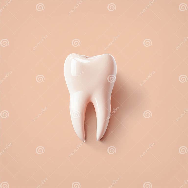 A Single White Tooth Isolated on Peach Background Stock Illustration ...