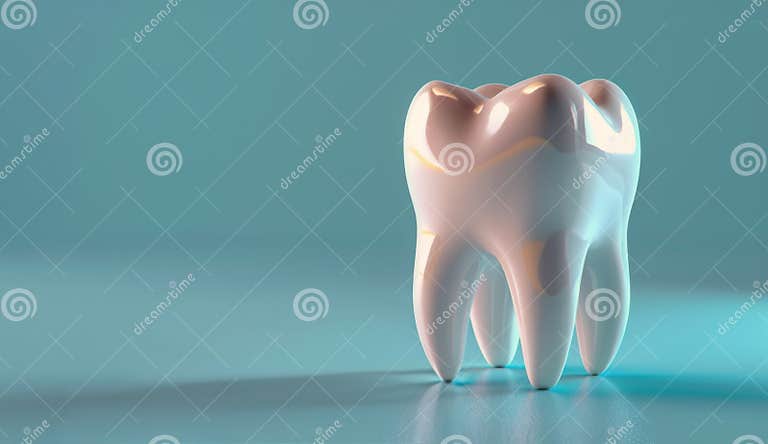 A Single White Tooth Model on a Blue Surface Stock Photo - Image of ...