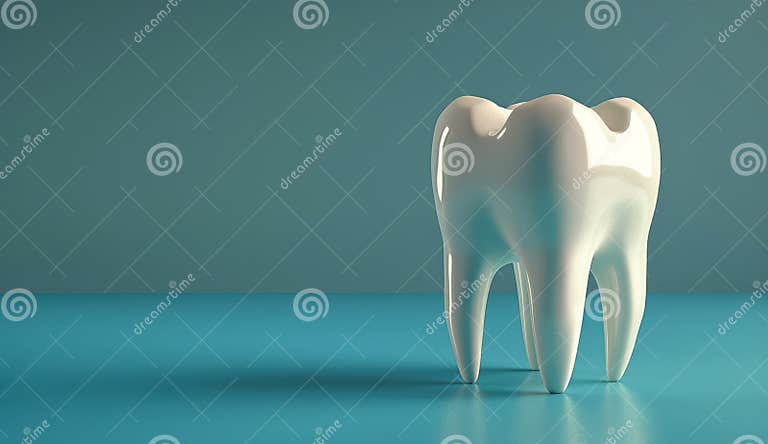 A Single White Tooth Model on a Blue Surface Stock Image - Image of ...