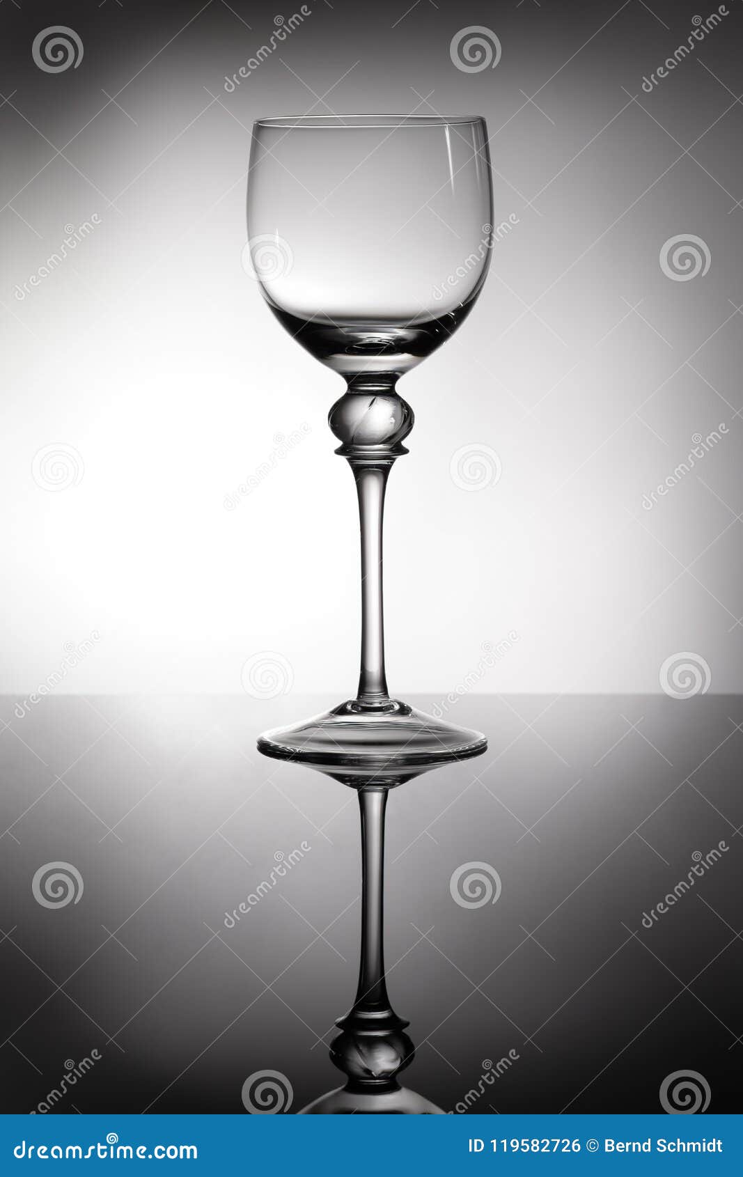 Single White Wine Glass with Reflection Stock Photo - Image of ...