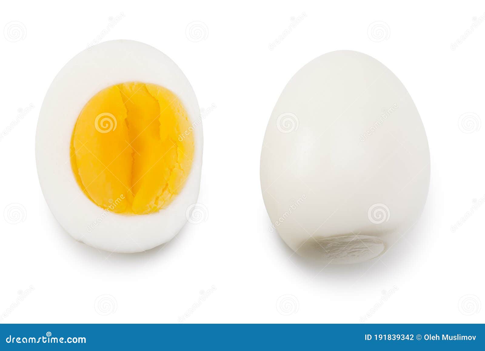 Single Whole Boiled Egg with Halved Egg Isolated on a White Background ...