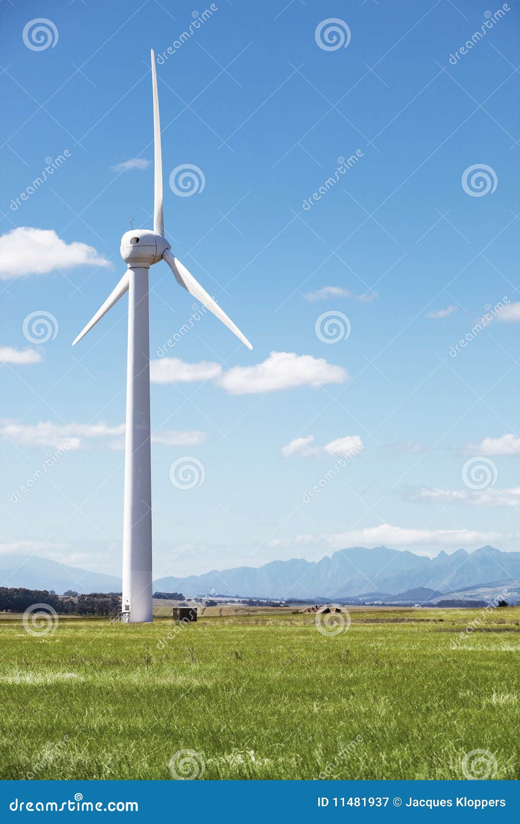 Single Wind Turbine in Green Field Stock Image - Image of rotate ...