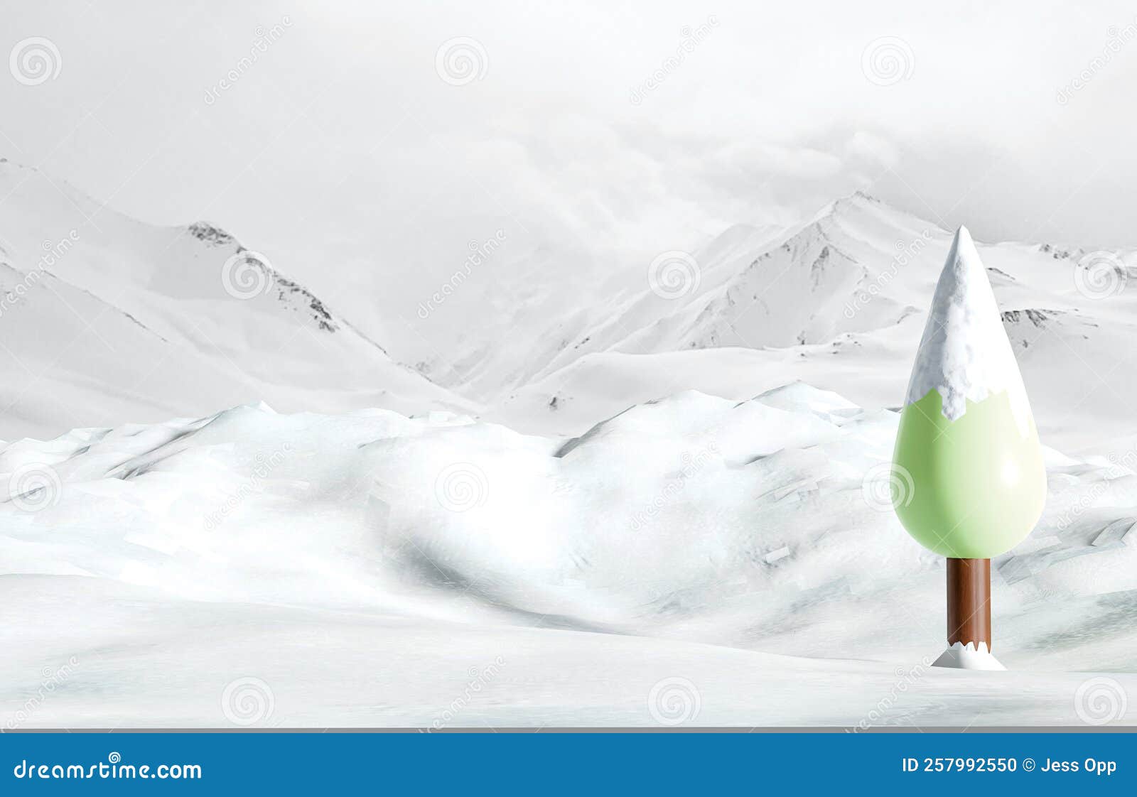 A Single Winter Low Poly Tree. Low Poly Modeling. 3d Illustration ...