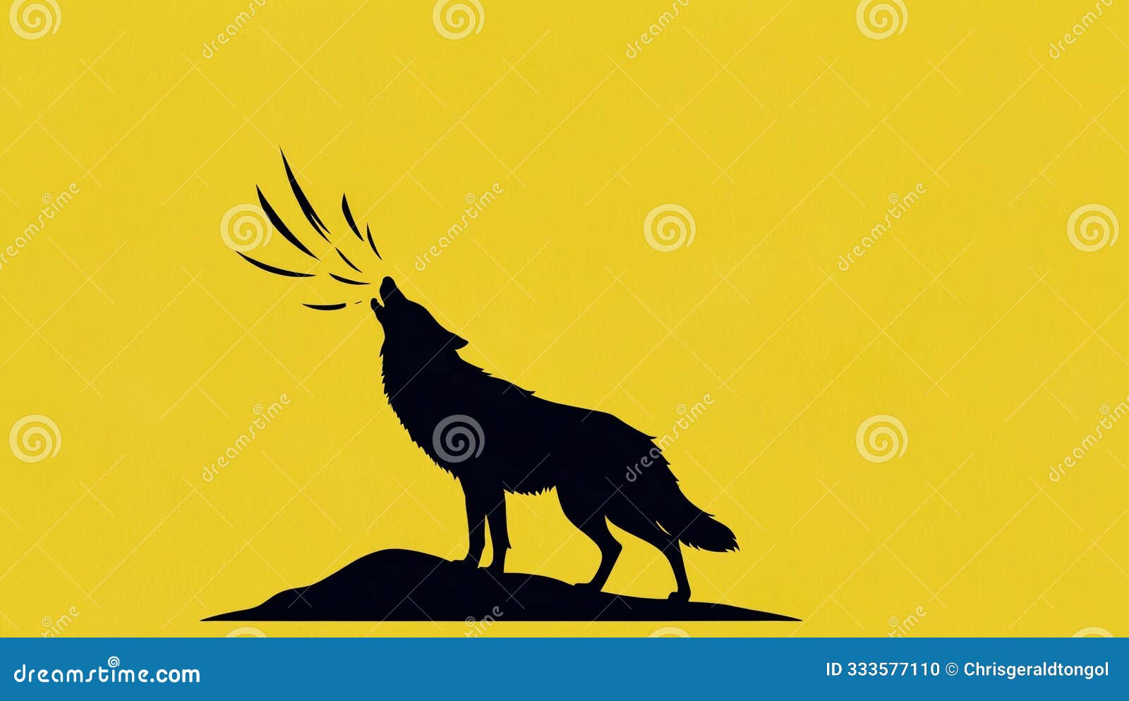 Single Wolf Howling Silhouette in Yellow Ai Generated Stock ...