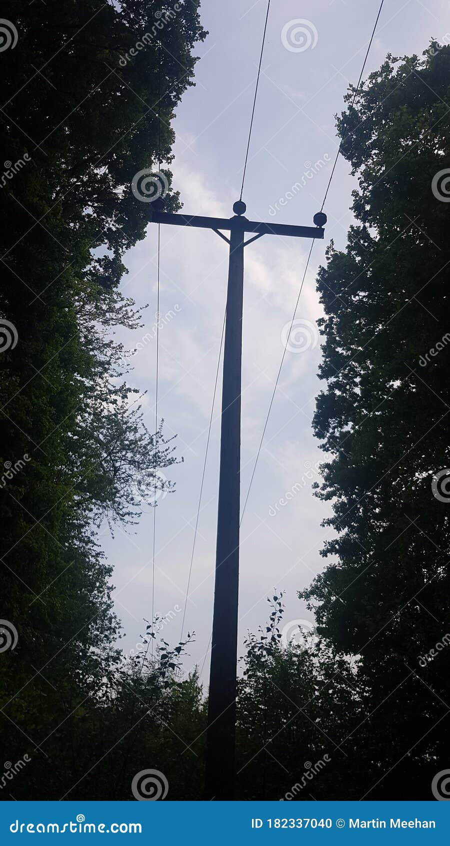 Single Wood Electric Power Line Pole in Rural Setting. Stock Photo ...