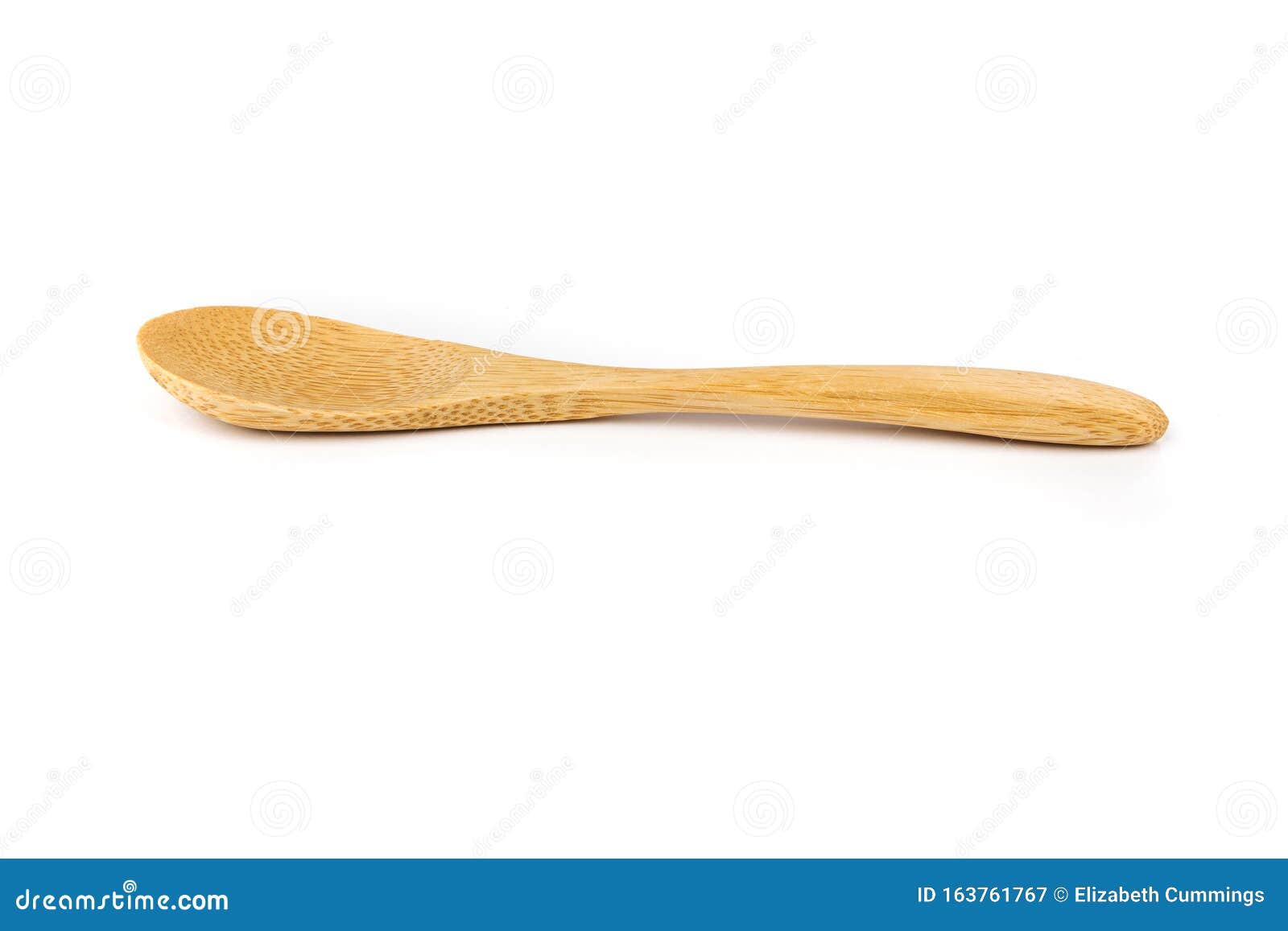 Single Wooden Bamboo Shallow Spoon for Measuring or Eating Stock Image ...