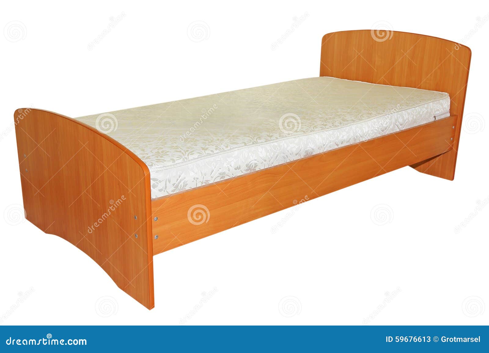Single wooden bed.. stock image. Image of style, bedroom - 59676613
