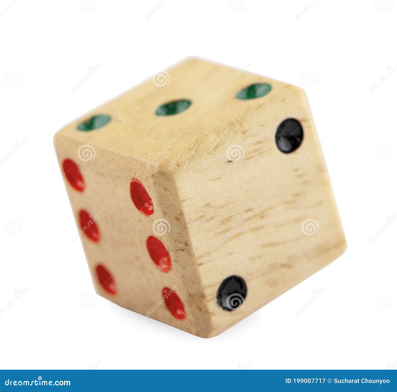 Single Wooden Dice Isolated on White Background Stock Image - Image of ...