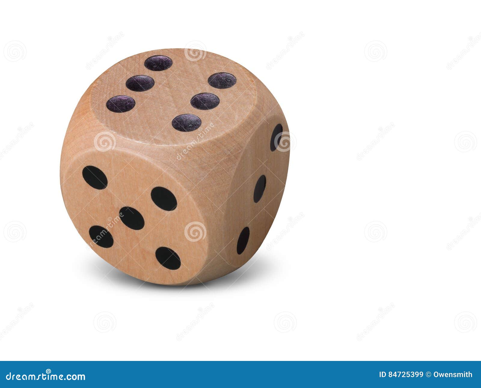 Single Wooden Dice on White Background Stock Image - Image of lucky ...
