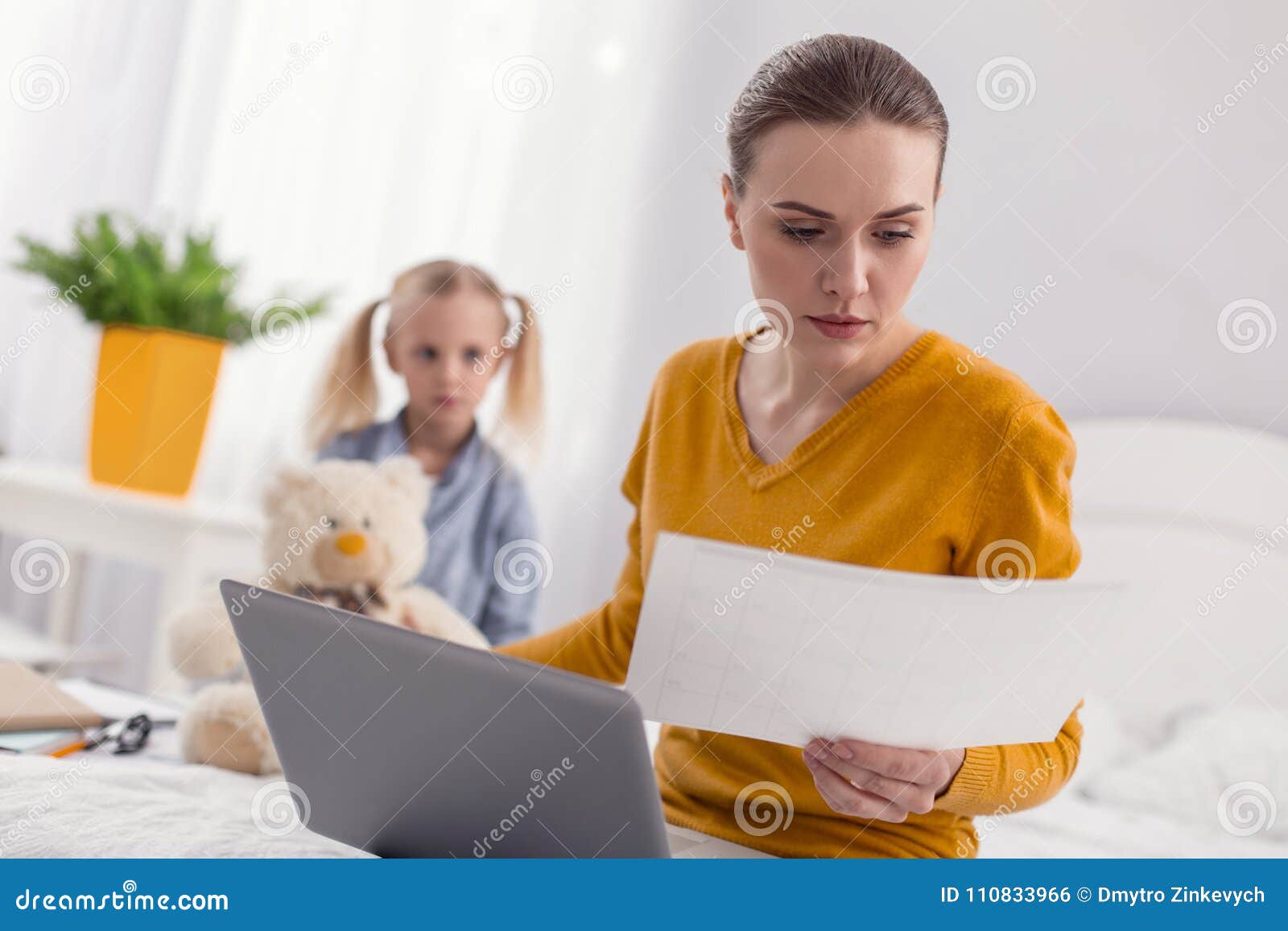 Single Working Mother Neglecting Daughter Stock Photo - Image of modern ...