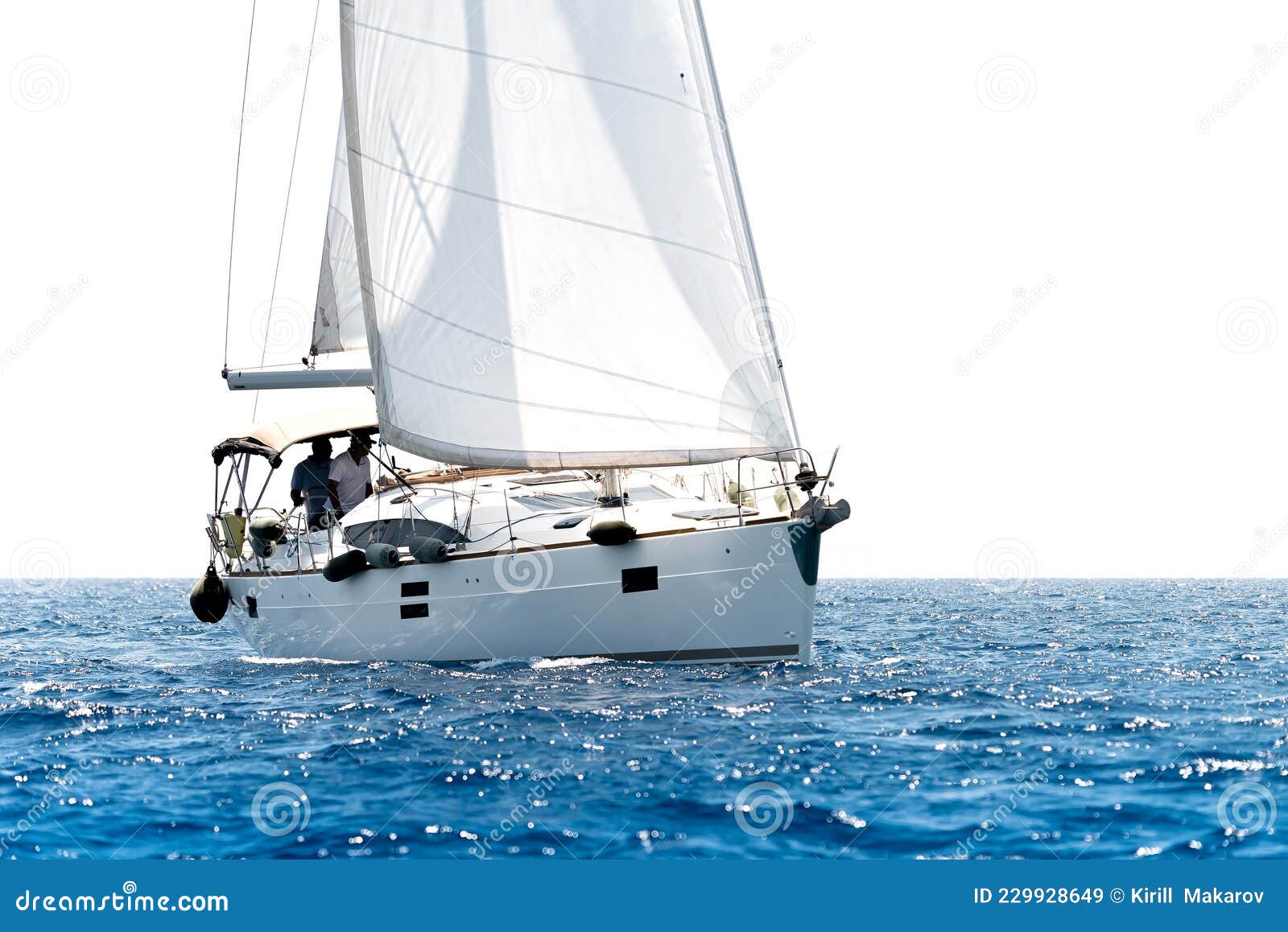 Single Yacht Sailing in the Open Sea Editorial Stock Image - Image of ...