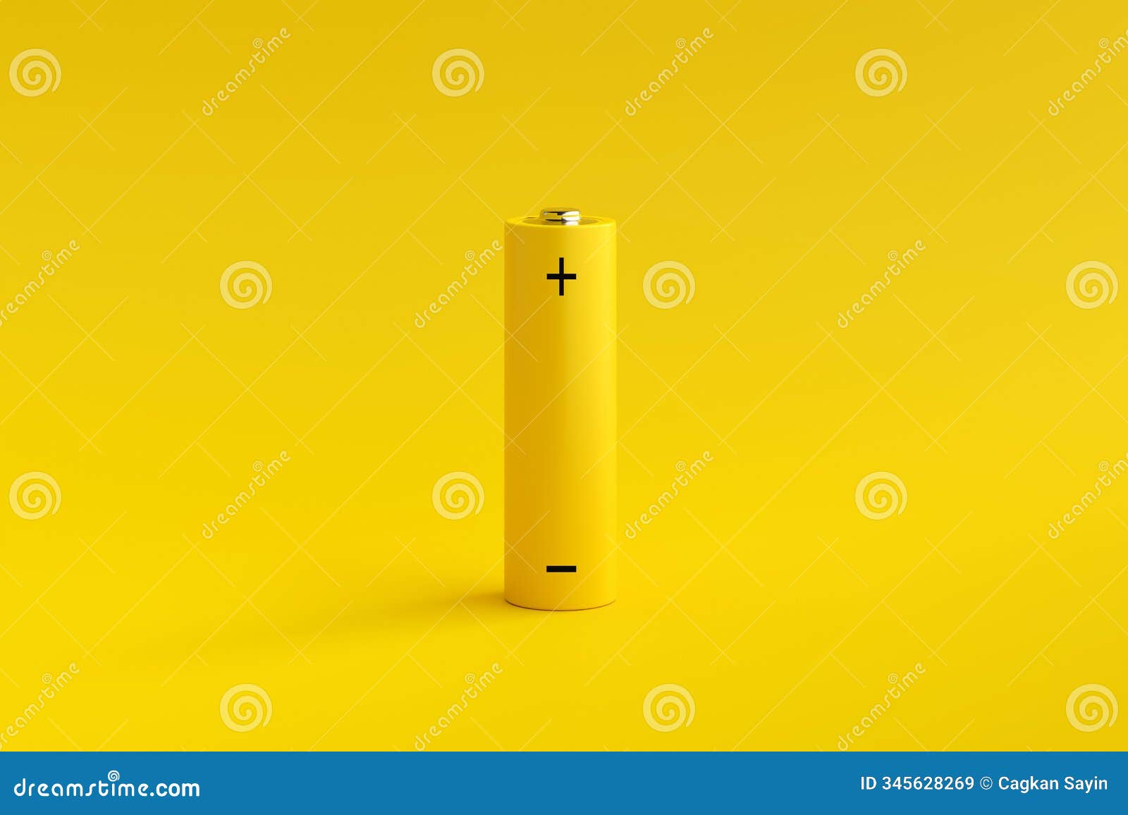 Single Yellow Battery Standing on Yellow Background Stock Illustration ...