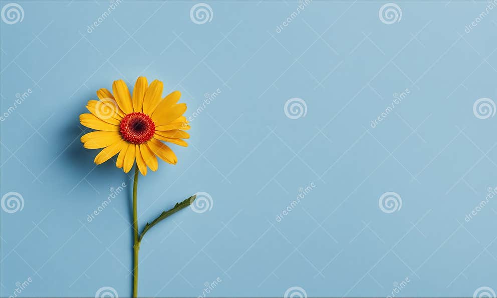 Single Yellow Daisy on a Blue Background Stock Illustration ...