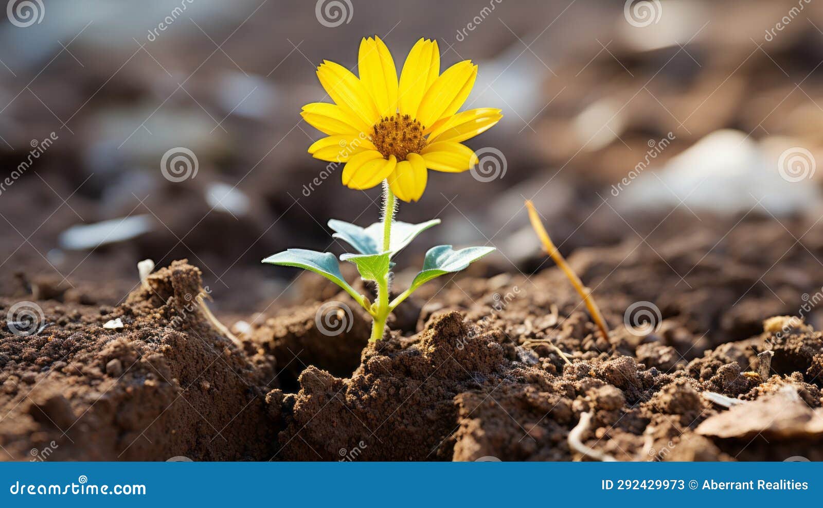 A Single Yellow Flower is Growing Out of the Ground Stock Illustration ...