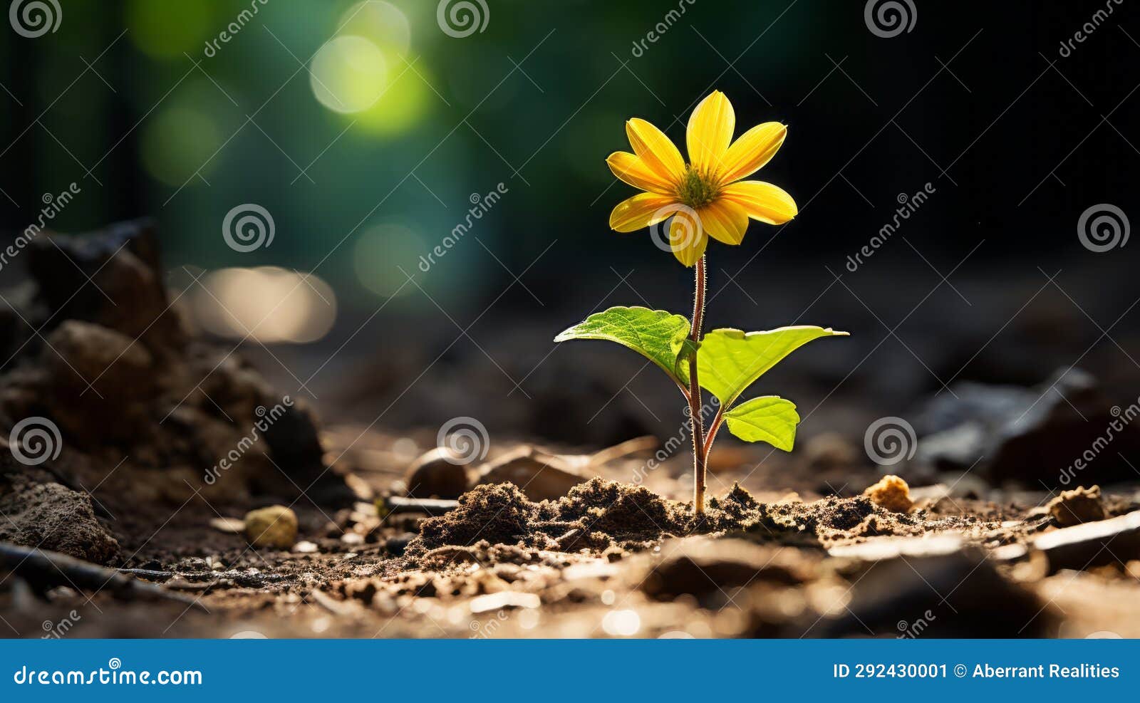 A Single Yellow Flower is Growing Out of the Ground Stock Illustration ...