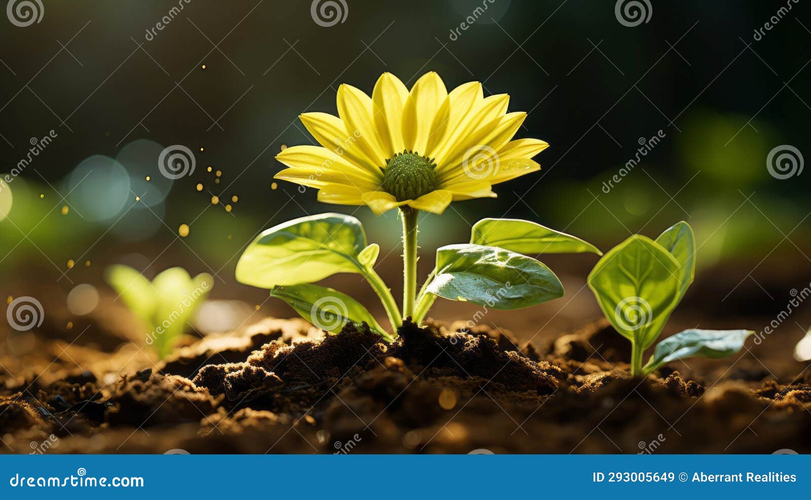 A Single Yellow Flower is Growing Out of the Ground Stock Illustration ...