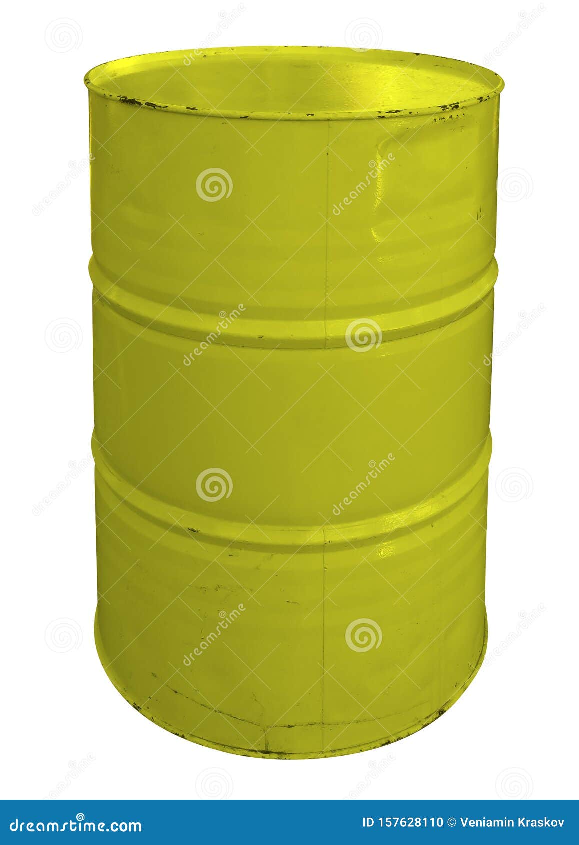 Single Yellow Metallic Barrel Stock Photo - Image of danger, diesel ...