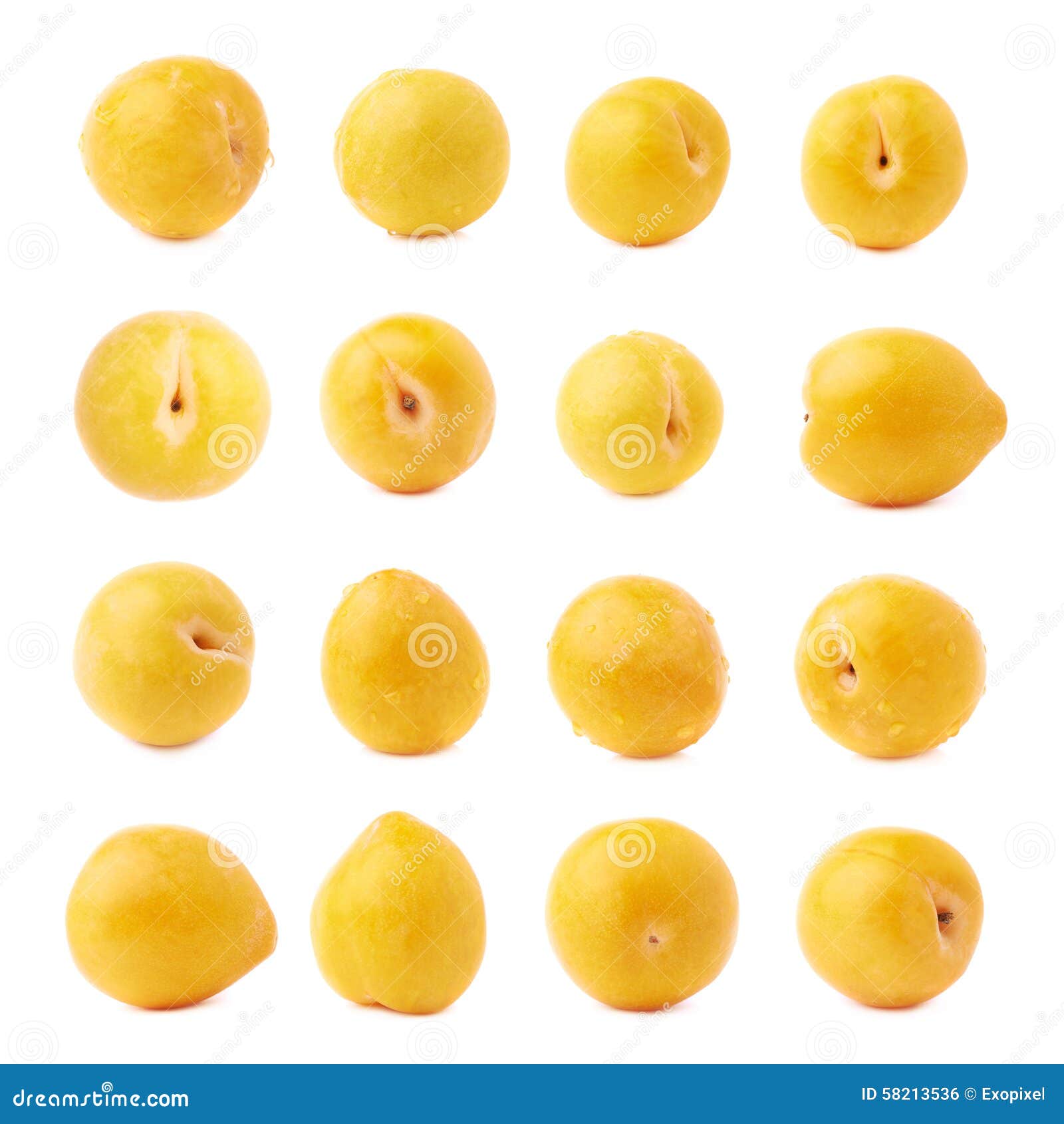 Single Yellow Mirabelle Plum Isolated Stock Photo - Image of drop ...