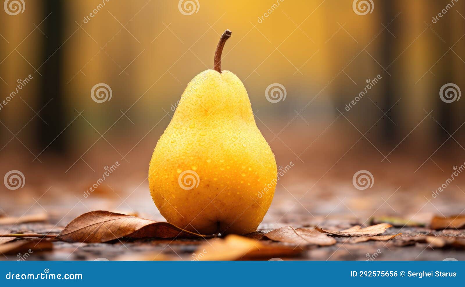 A Single Yellow Pear on the Ground in a Forest, AI Stock Photo - Image ...