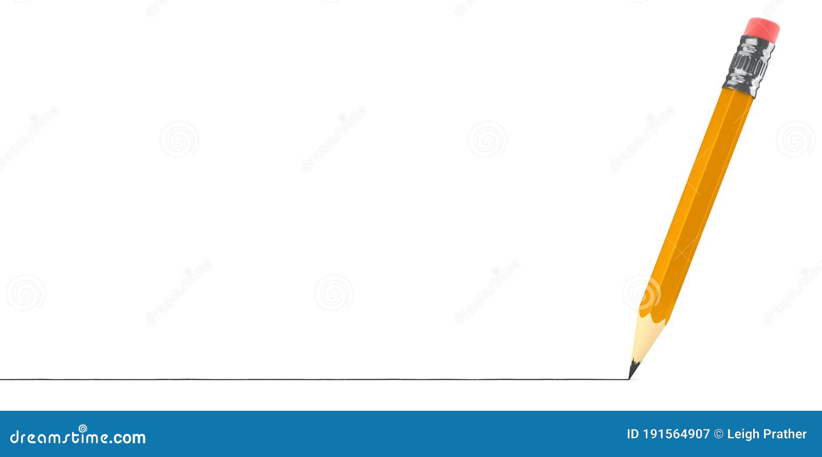Single Yellow Pencil Drawing Straight Line - 3d Render Stock ...
