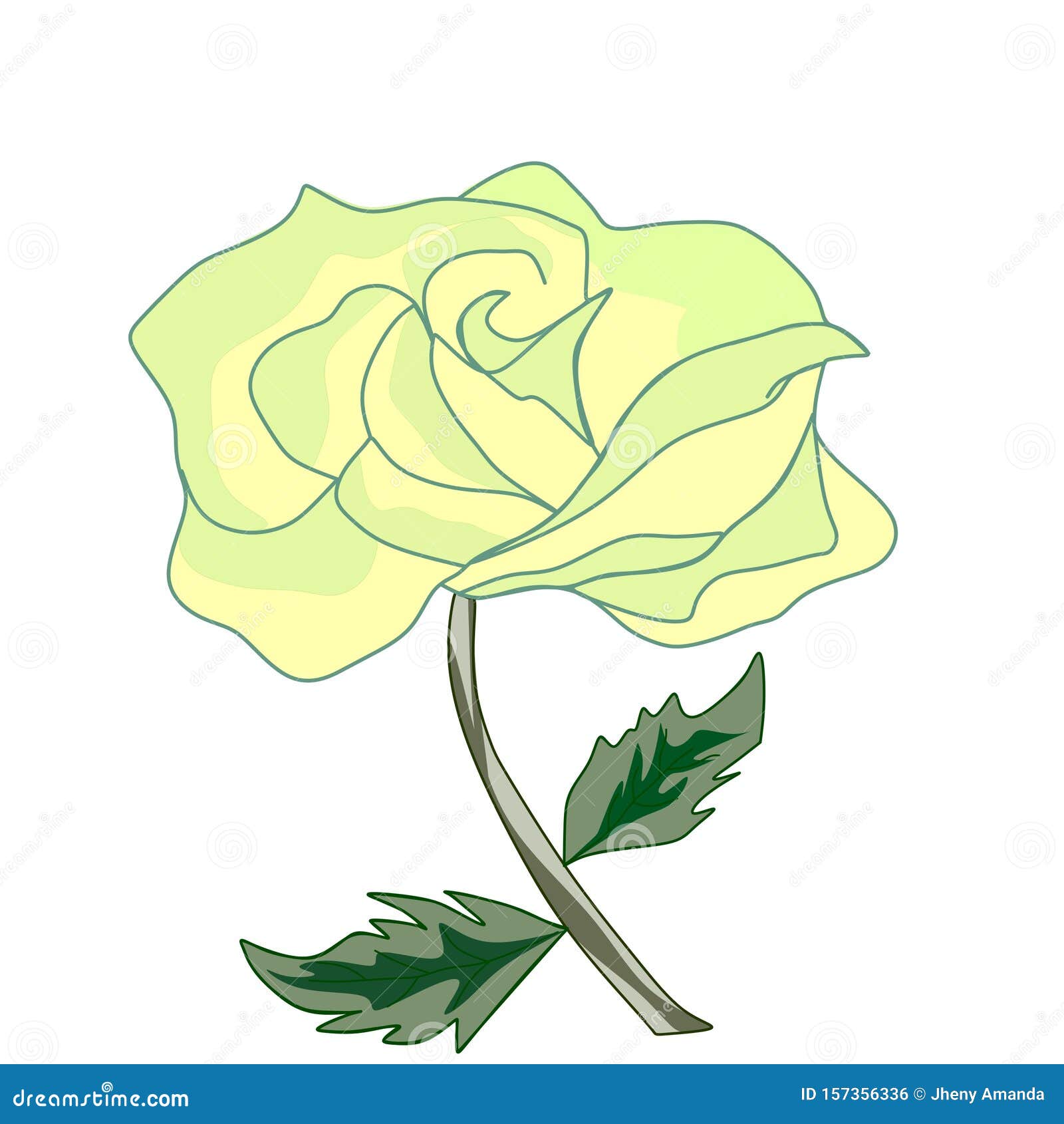 Single Yellow Rose Vector Illustrations Stock Illustration ...