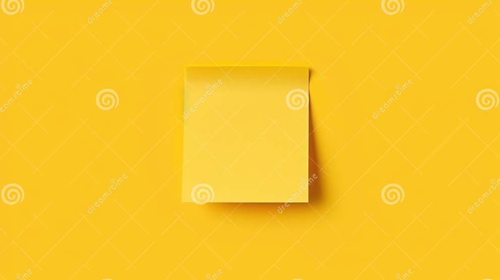 A Single Yellow Sticky Note on a Bright Yellow Background Stock ...
