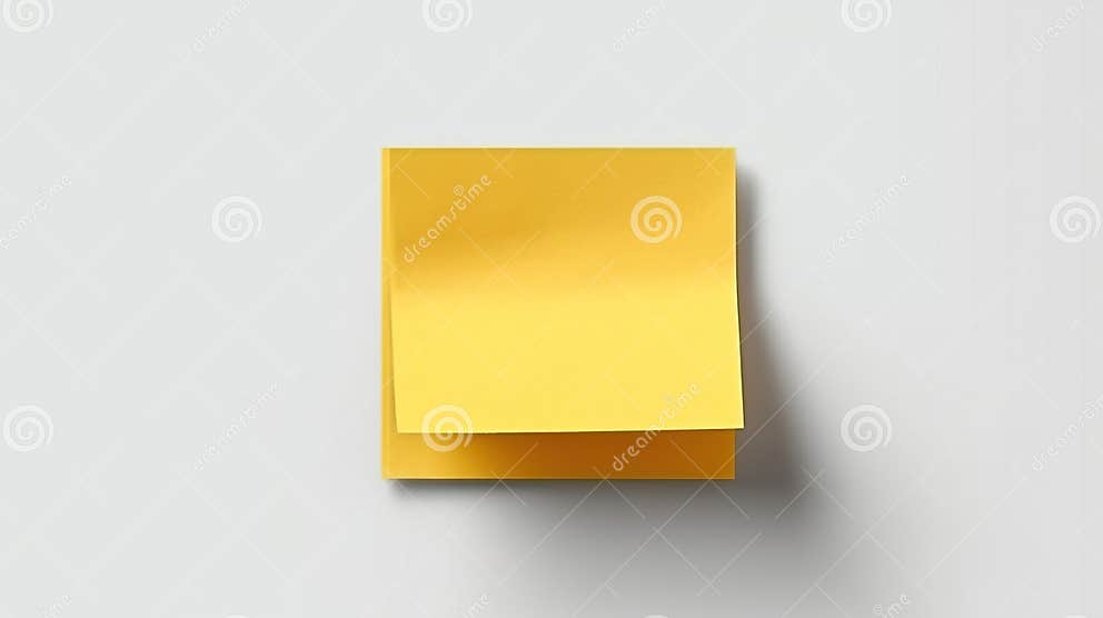 A Single Yellow Sticky Note Isolated on a White Background Stock ...