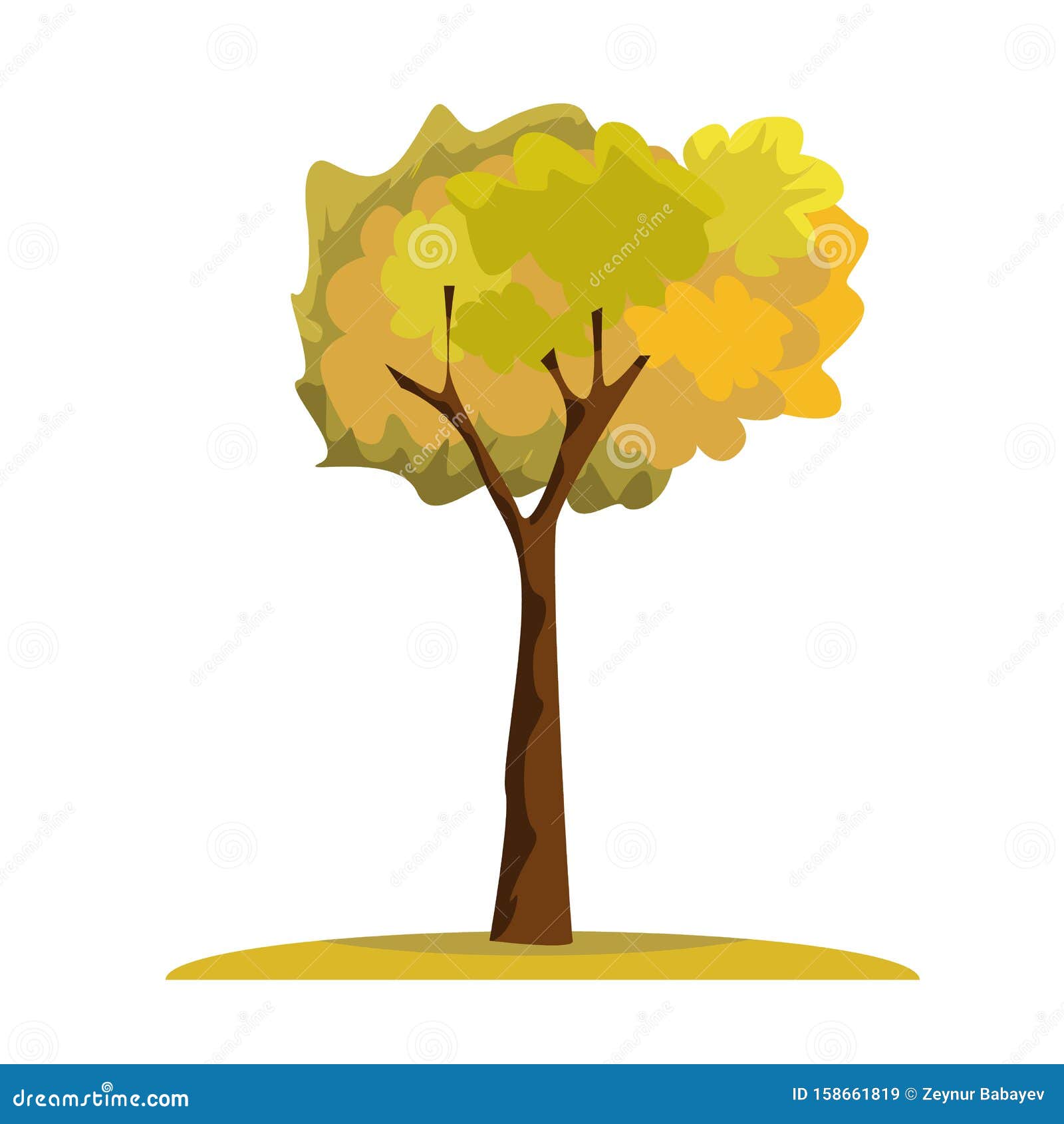 Single Yellow Tree in Autumn Season. Fall Season Tree with Solid Color ...