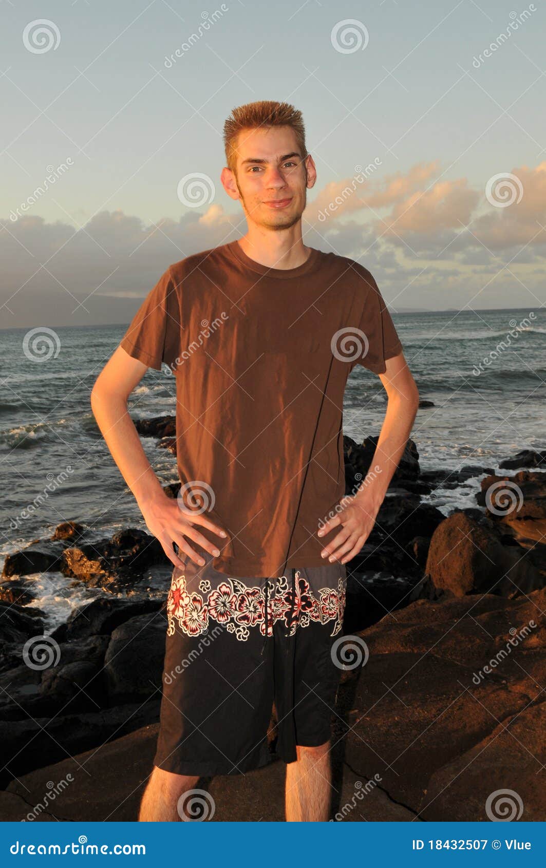 Single Young Teenage Man on Stock Image - Image of male, beach: 18432507