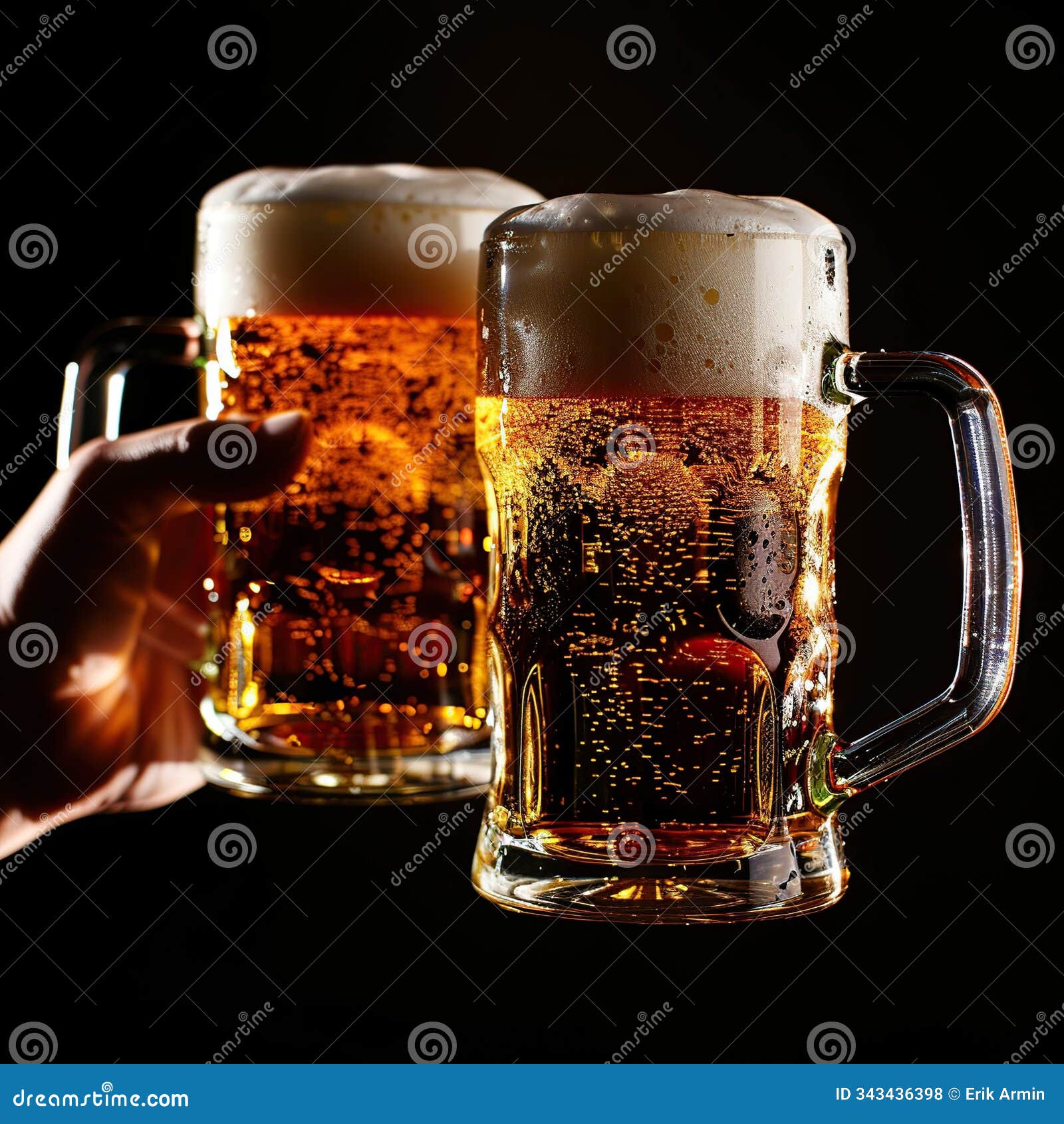 Cheers,Two Clinking Glasses Mugs. Clinking Glass Tankards Full Of Beer ...