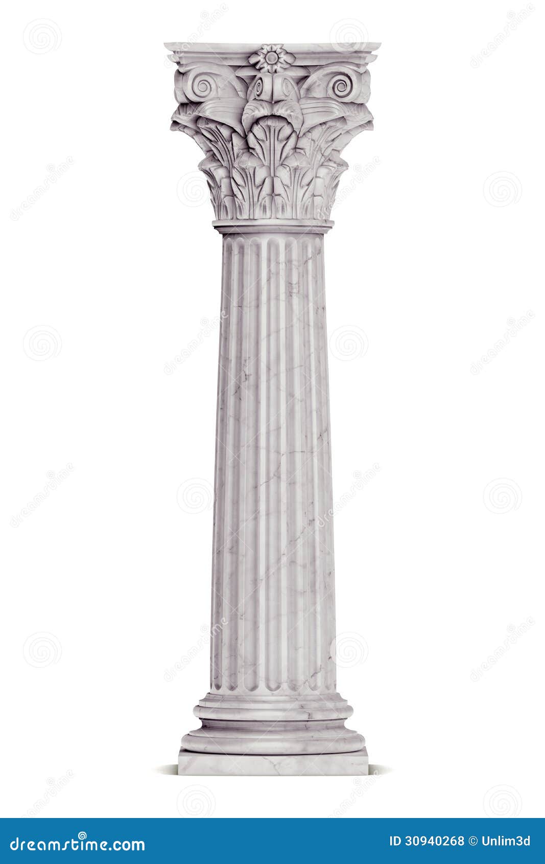 Singola Colonna Greca Isolata Su Bianco Illustrazione di Stock ...