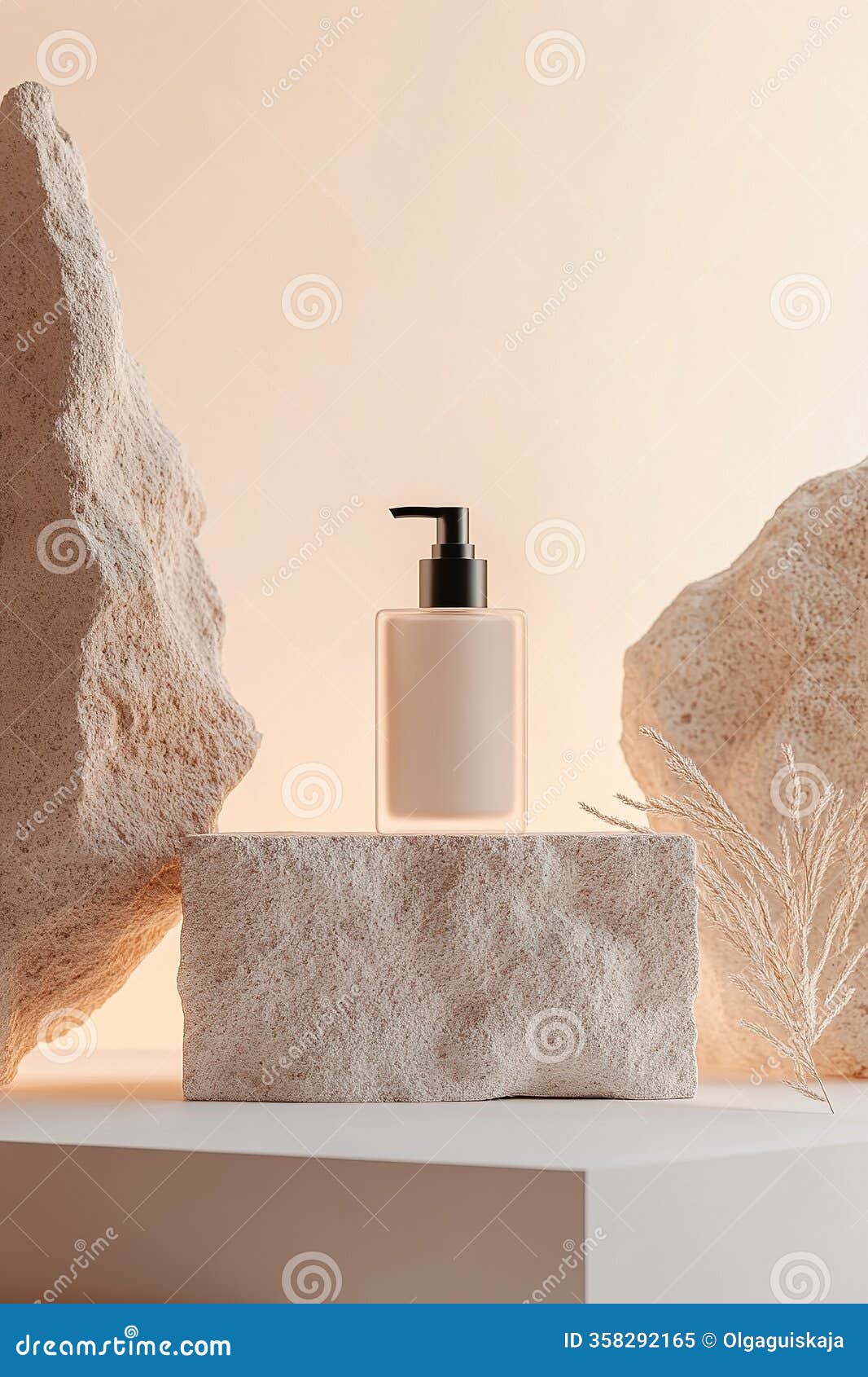 A Singular Bath Product, Elegantly Placed on a Matte Stone Pedestal, is ...