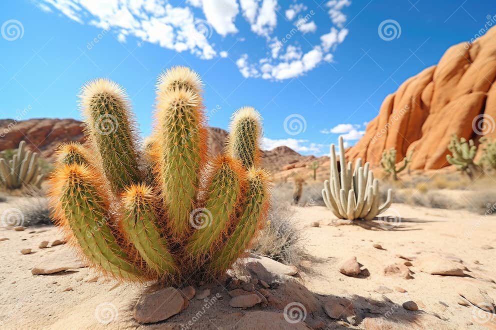 A Singular Cactus in a Desert Vs a Cluster of Cacti Stock Image - Image ...