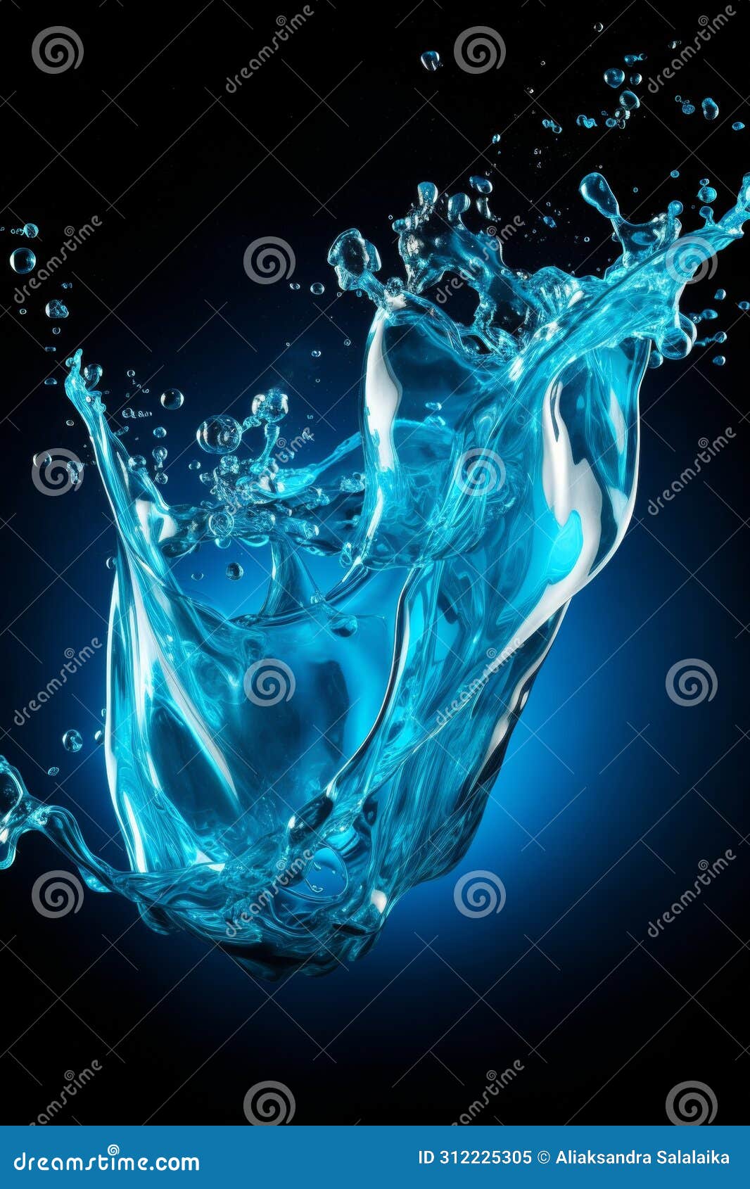 Singular Vortex Water Splash Isolated on Dark Backdrop for Dramatic ...