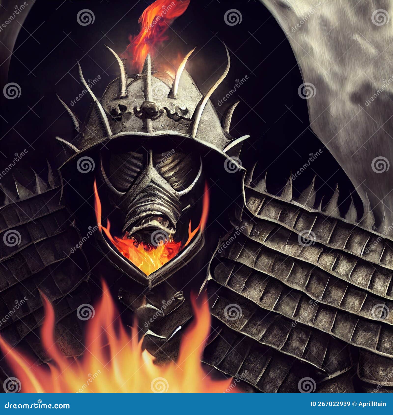 Sinister knight on fire stock illustration. Illustration of dark ...