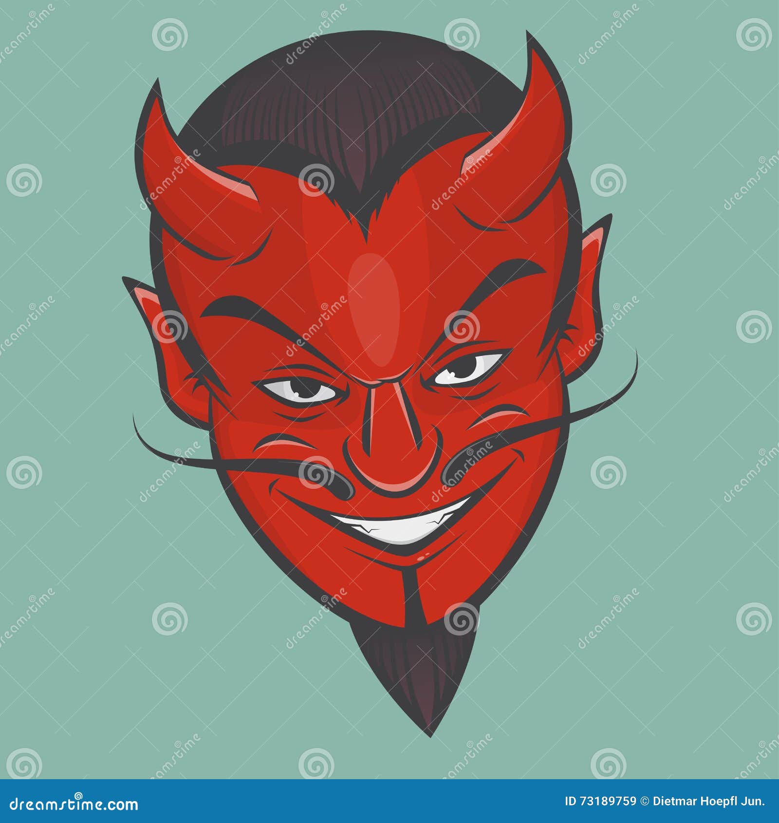 Satan Face In Profile With Bared Teeth Isolated On White. Cartoon ...
