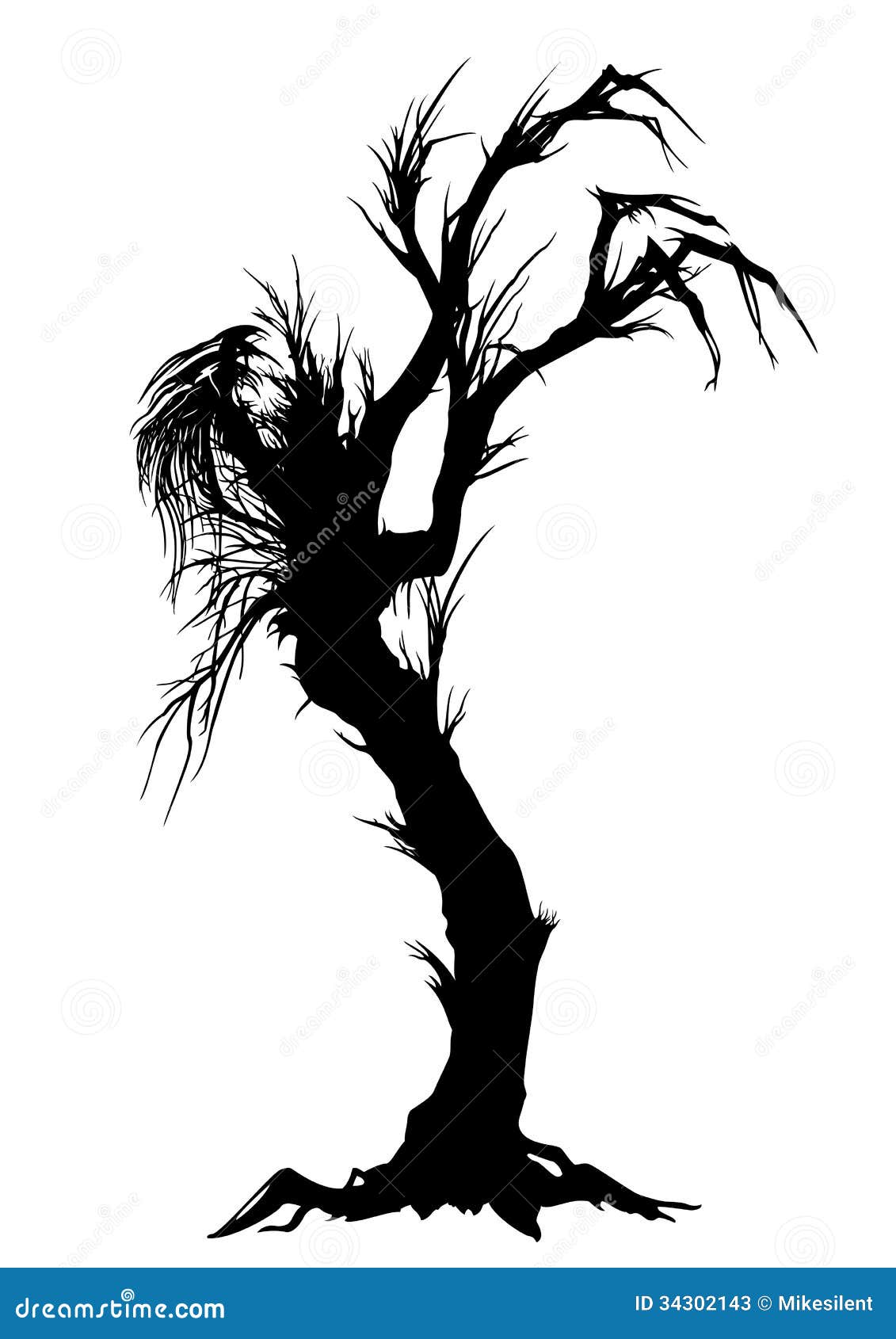 Sinister tree silhouette stock vector. Illustration of design - 34302143