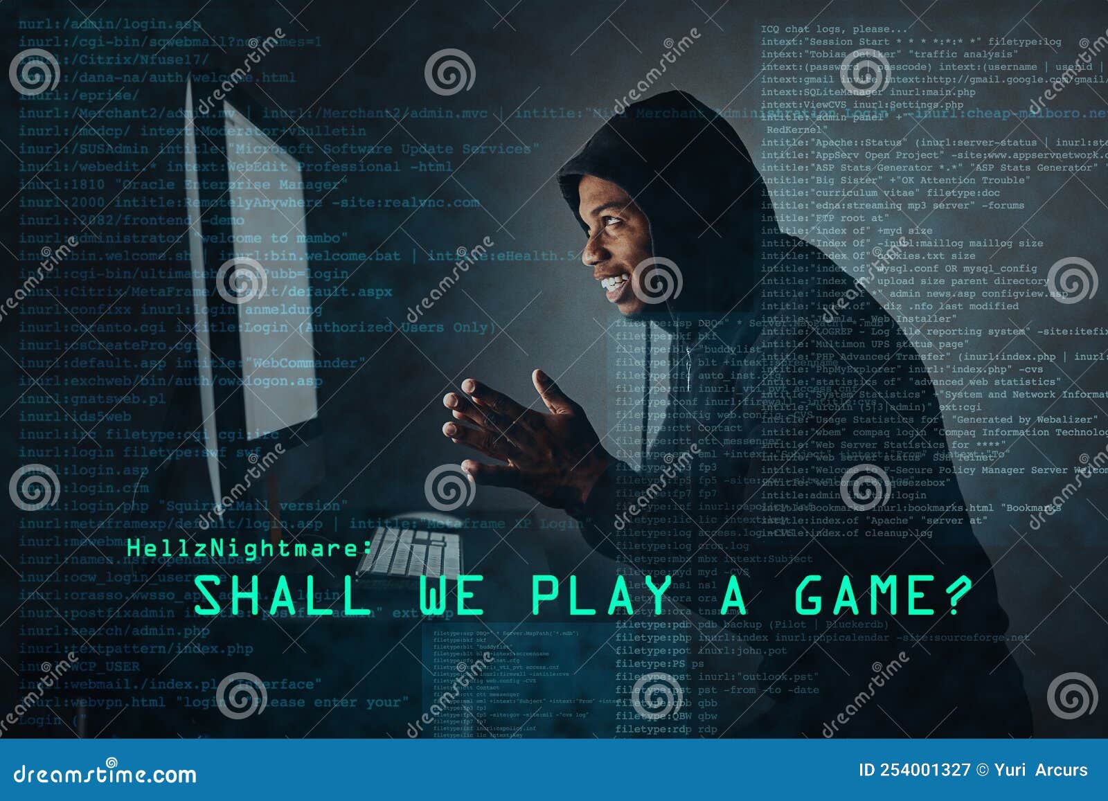 The Sinister World Of Hacking A Hacker Cracking A Computer Code In The Dark Stock Image