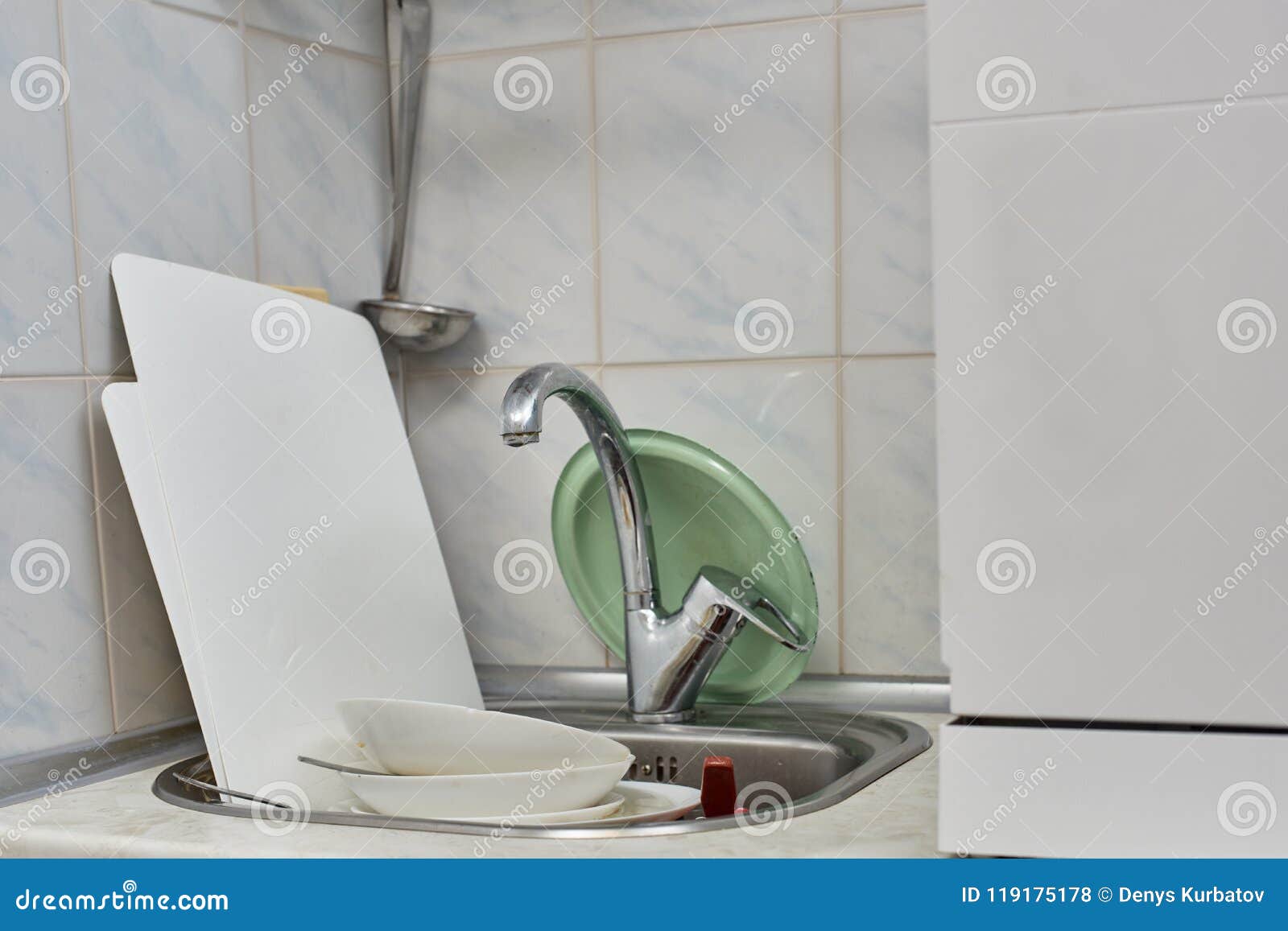 Sink with dirty dishes stock photo. Image of finished - 119175178