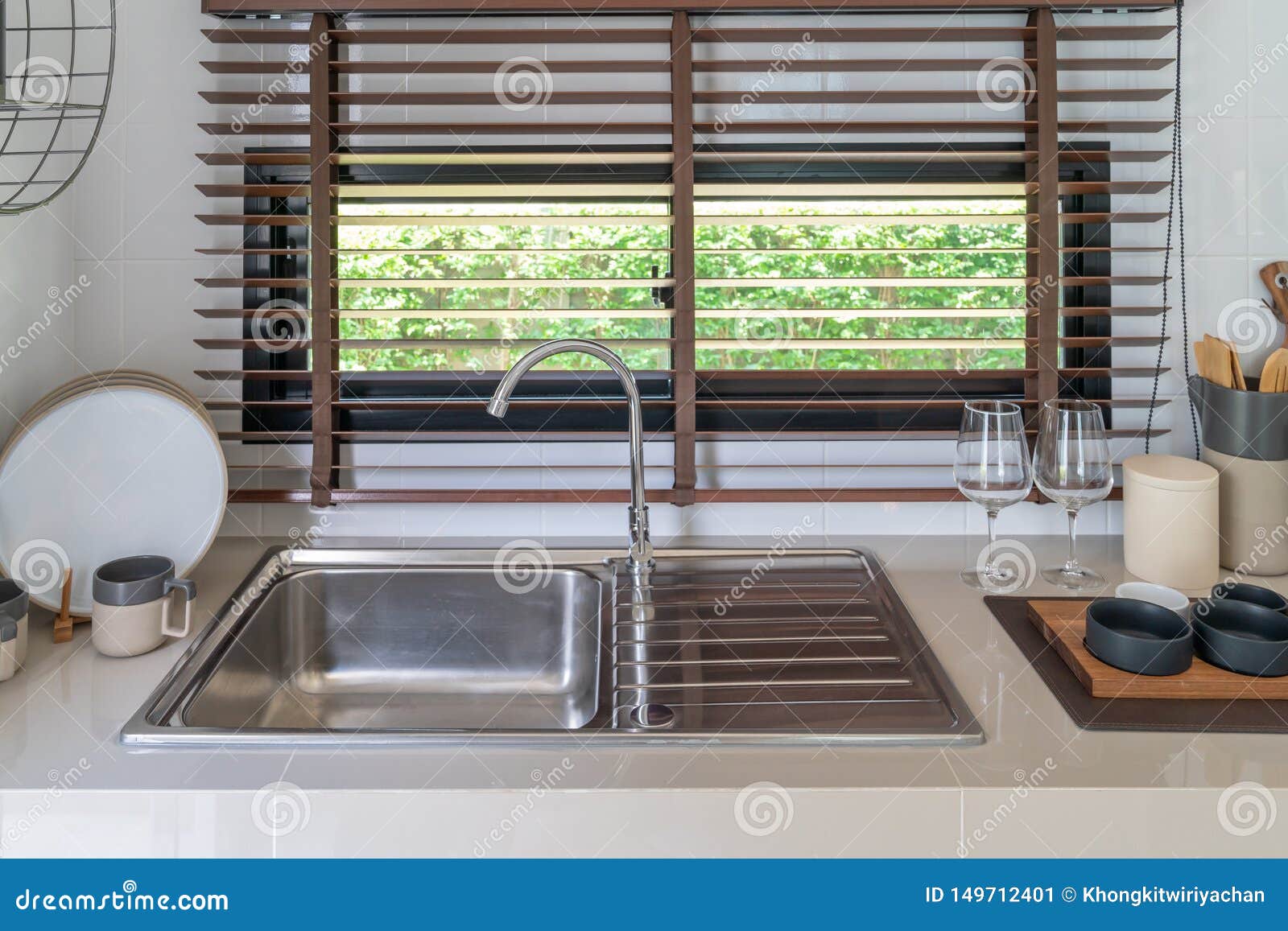Sink with Faucet in Kitchen Room Stock Image - Image of pantry ...