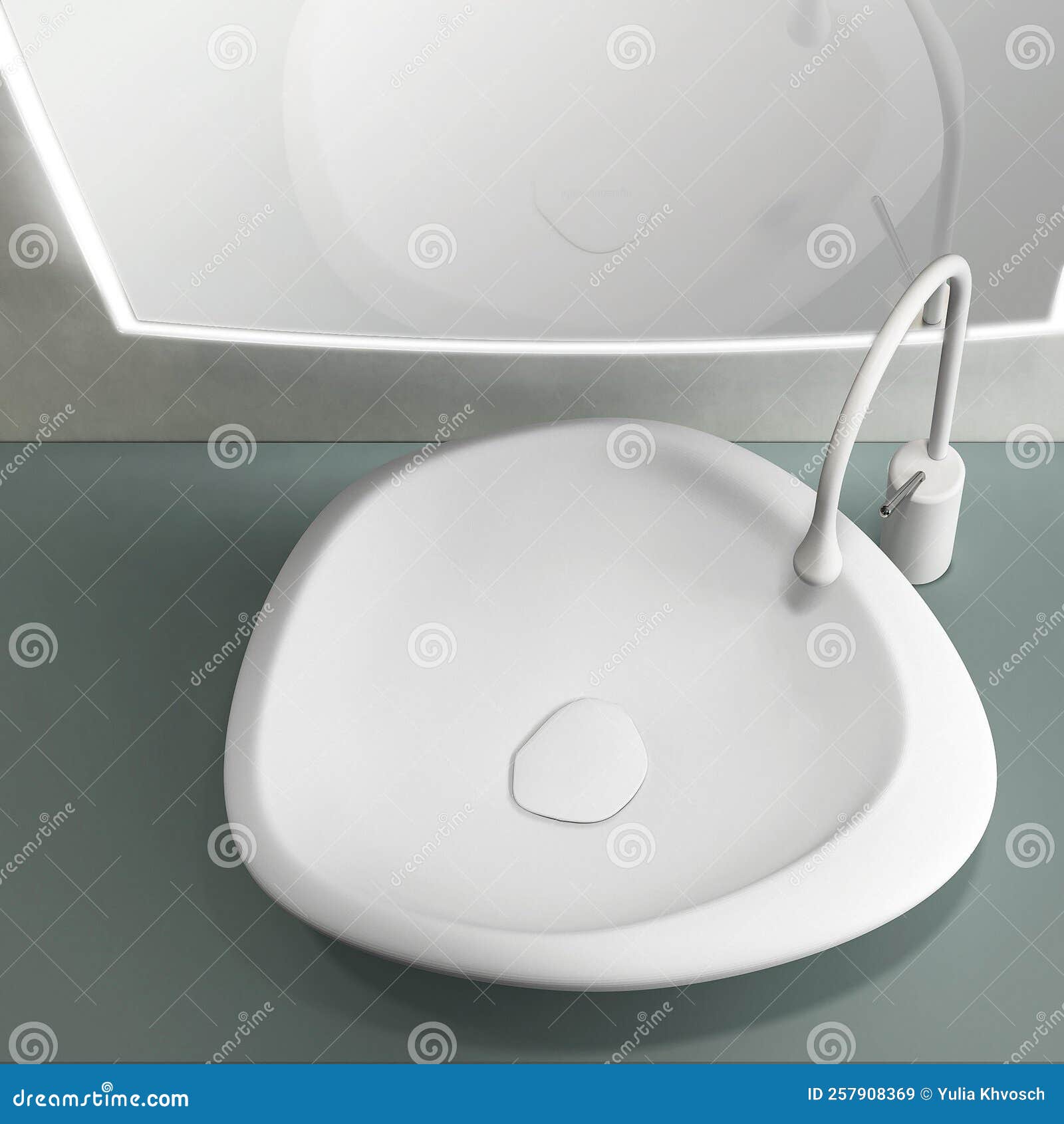 Sink and Faucet in Modern Bathroom Interior, View from Above. Stock ...