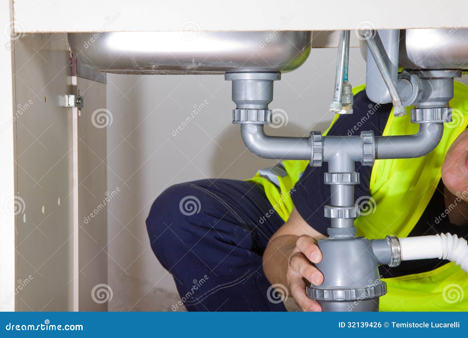 Sink plumber stock photo. Image of interior, maintenance - 32139426
