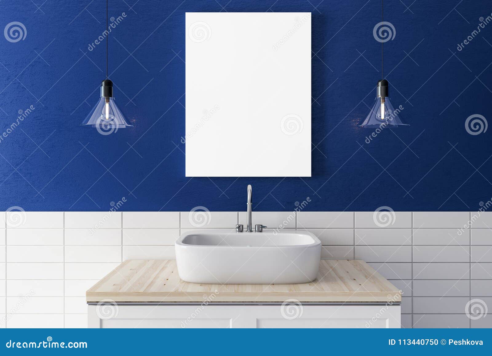 Sink with poster stock illustration. Illustration of bath - 113440750