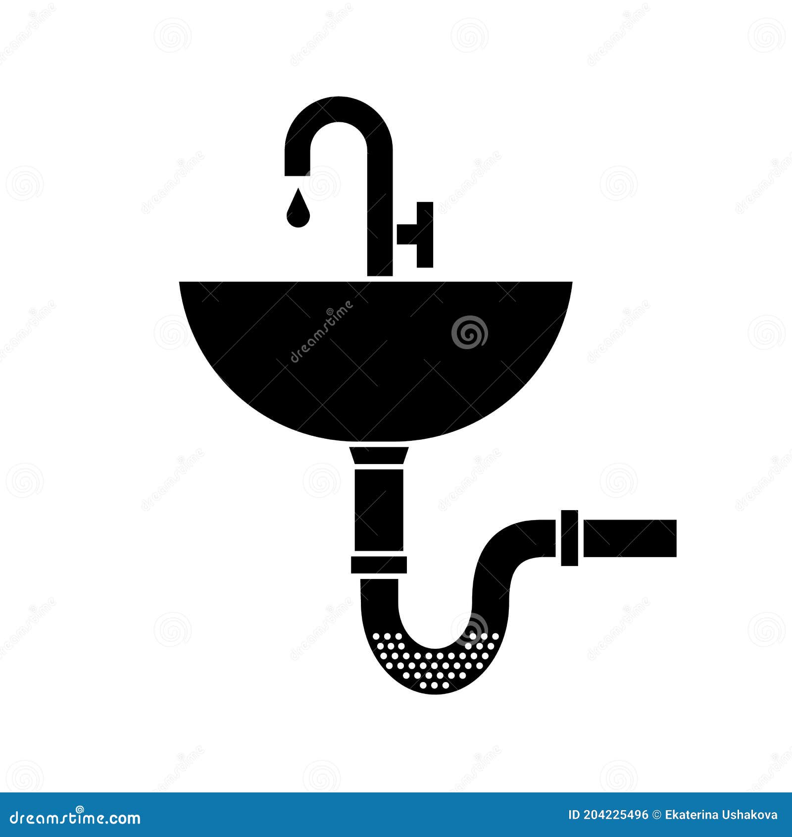 Sink Vector Icon. Sink with Blocked Water Pipe. Clog in Pipe. Stock ...