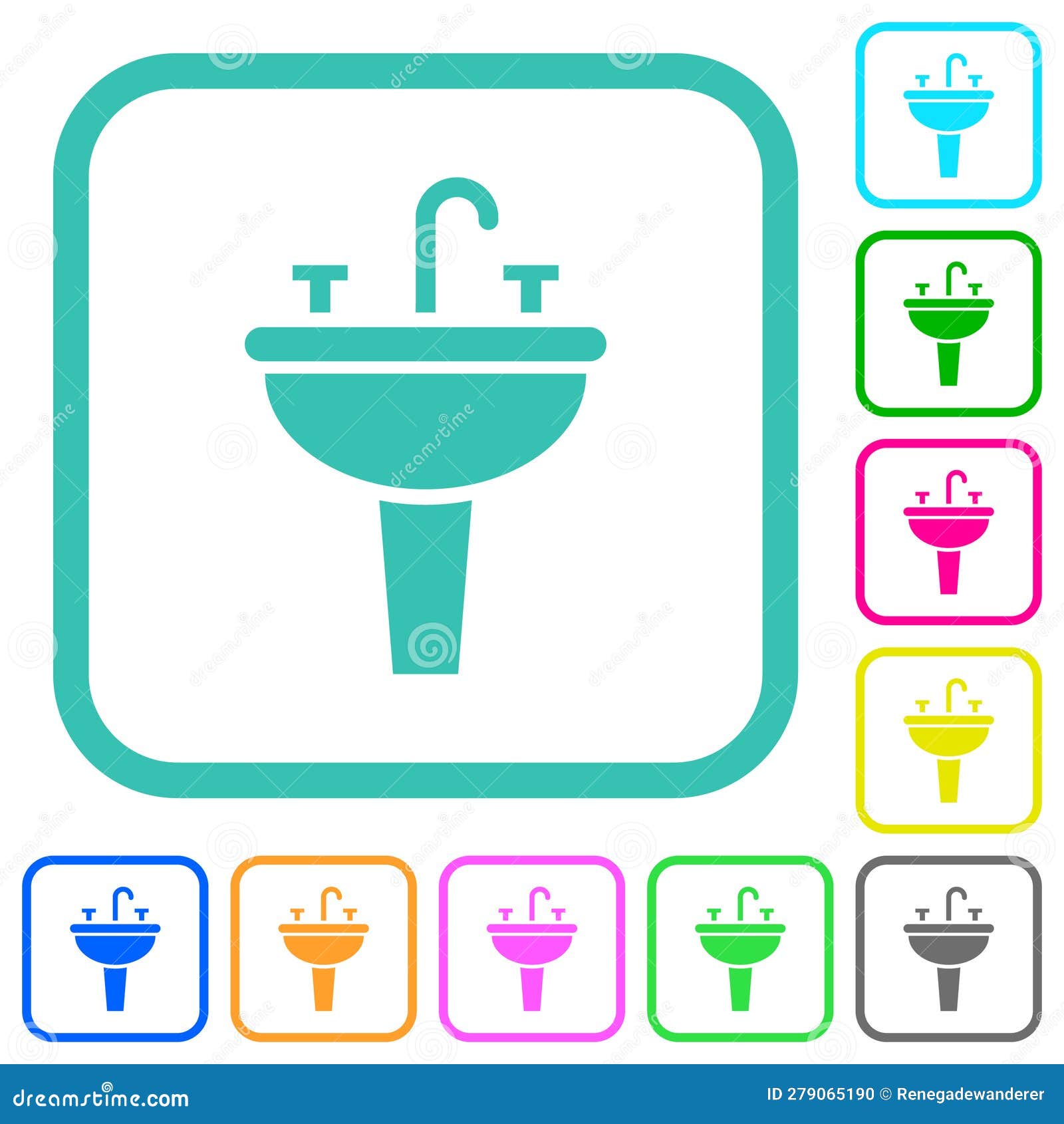 Sink Vivid Colored Flat Icons Stock Vector - Illustration of domestic ...