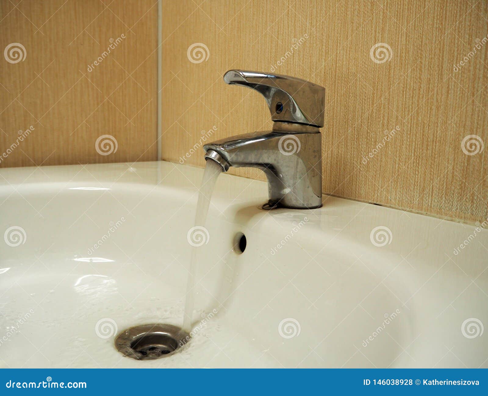 A sink with water flow stock photo. Image of water, sink - 146038928