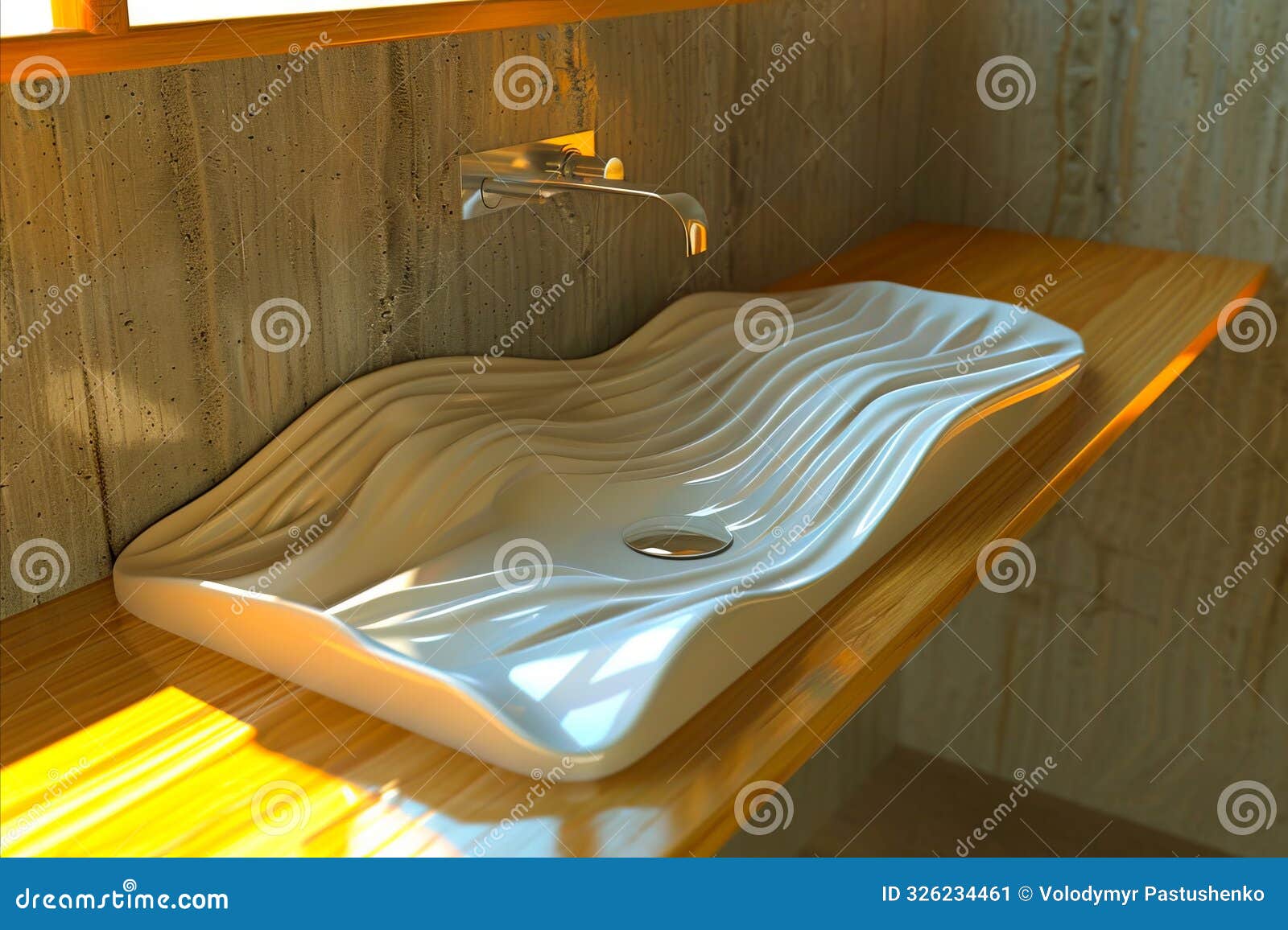 A Sink with a Wave Design on it Stock Image - Image of generated, soap ...