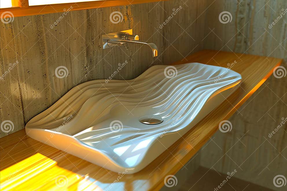 A Sink with a Wave Design on it Stock Image - Image of generated, soap ...