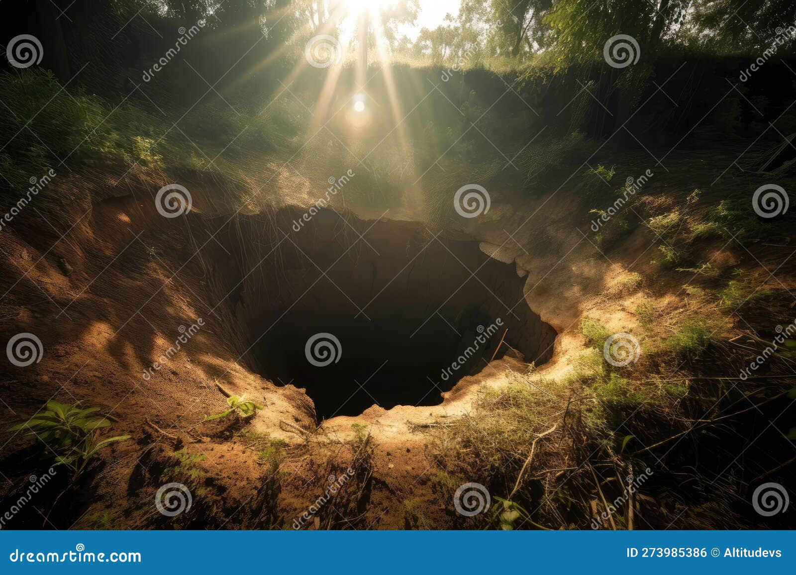 Sinkhole that Has Collapsed into Underground Cave System, with Sunlight ...