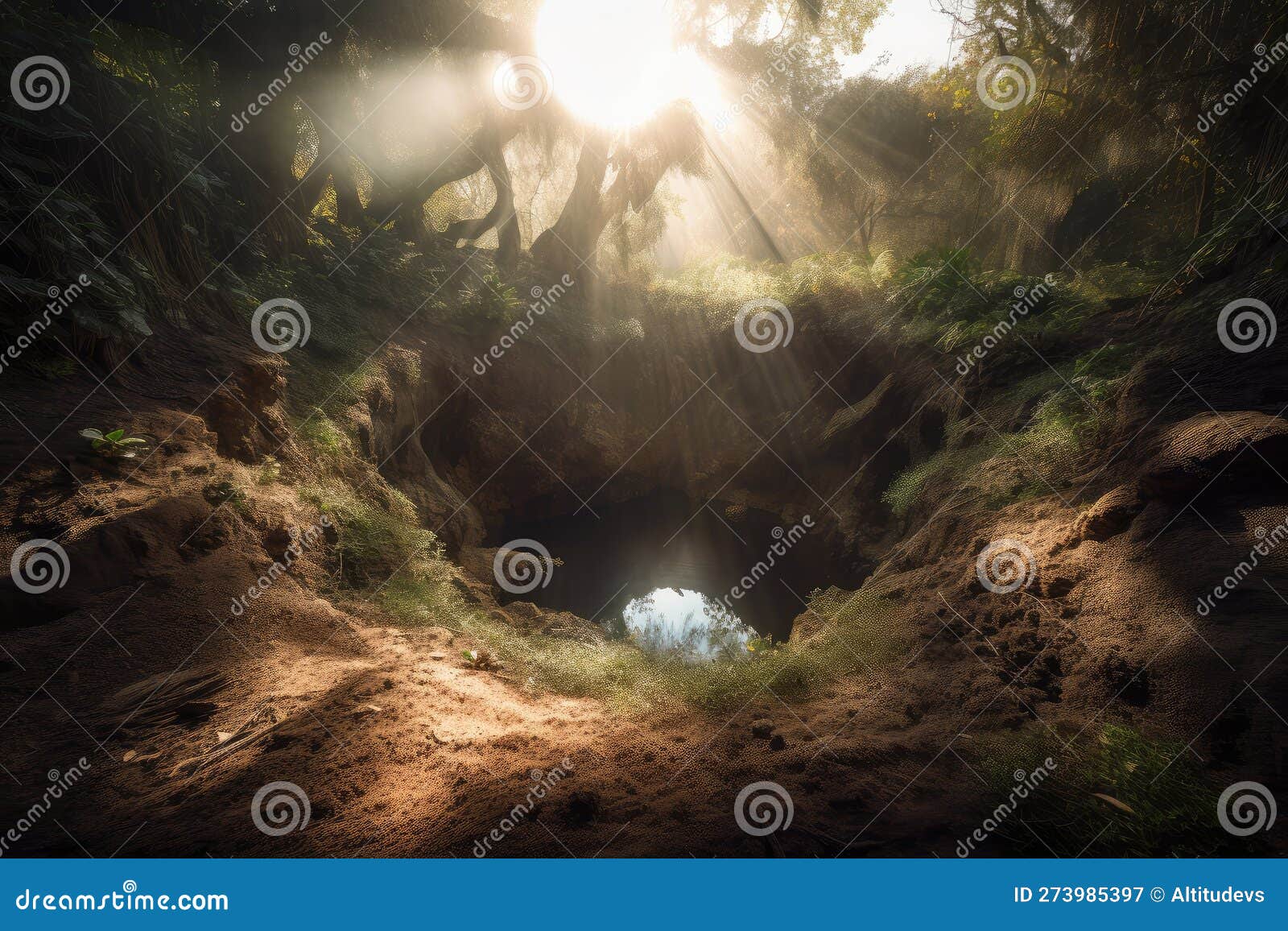 Sinkhole that Has Collapsed into Underground Cave System, with Sunlight ...